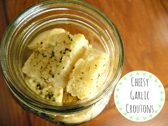 Cheesy Garlic Croutons - Tastefully Eclectic